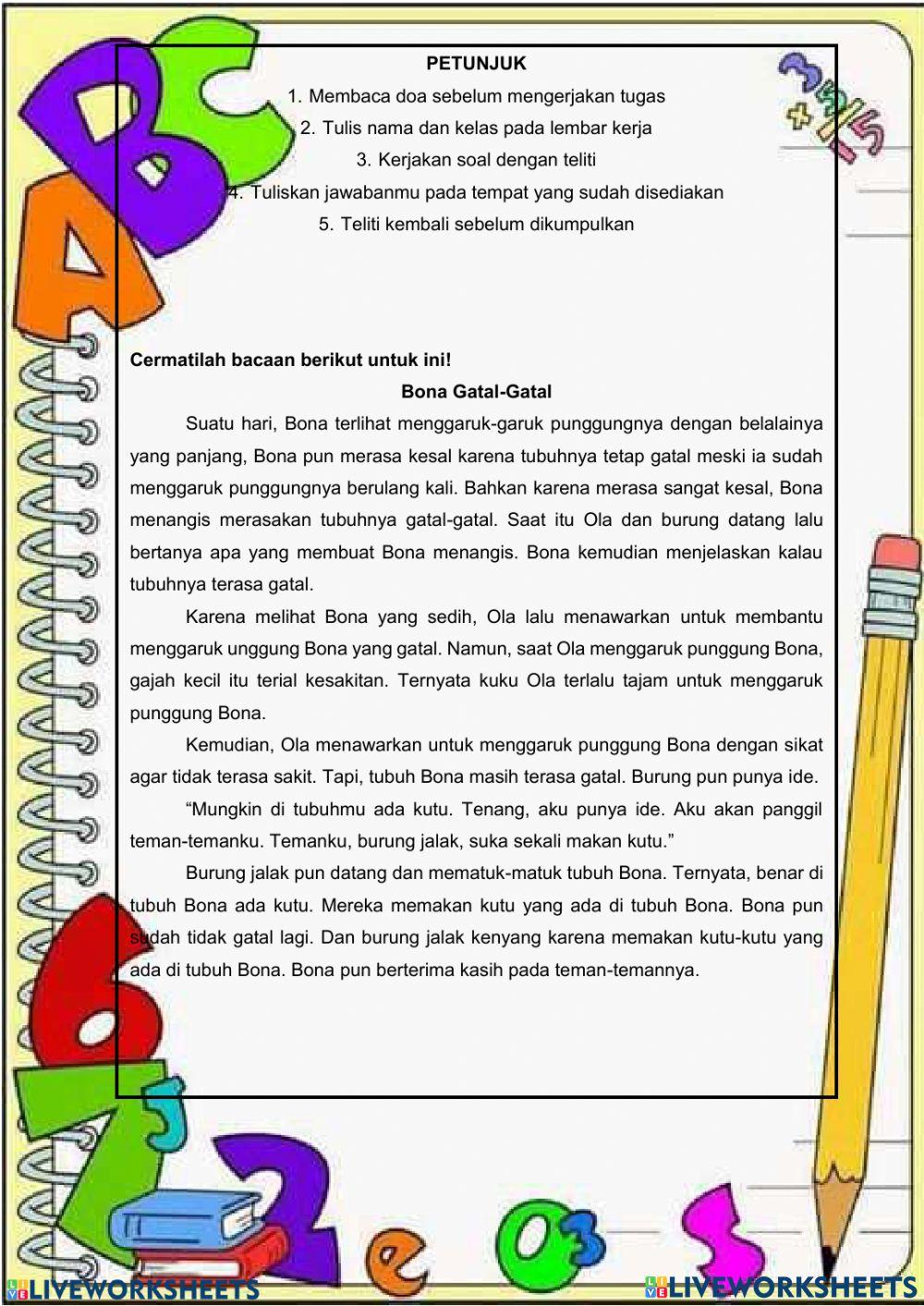 LITERASI KELAS 5-26 NOVEMBER 2021 online exercise for | Live Worksheets