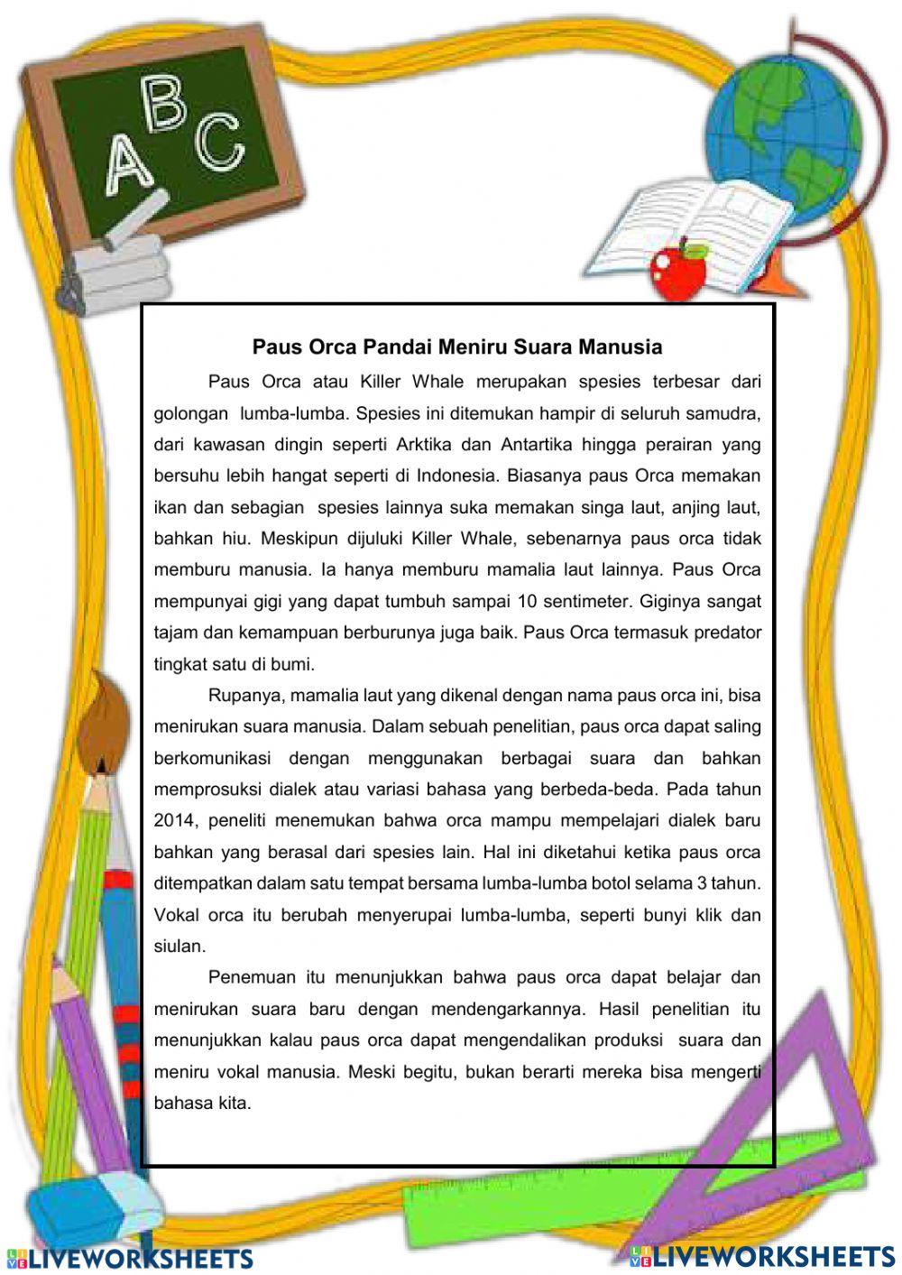 LITERASI KELAS 5-26 NOVEMBER 2021 online exercise for | Live Worksheets