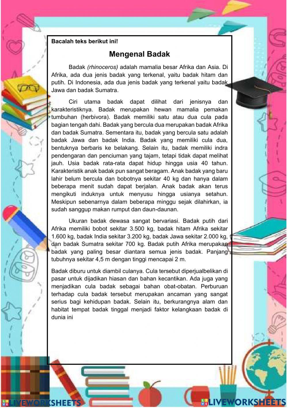 LITERASI KELAS 5-26 NOVEMBER 2021 online exercise for | Live Worksheets