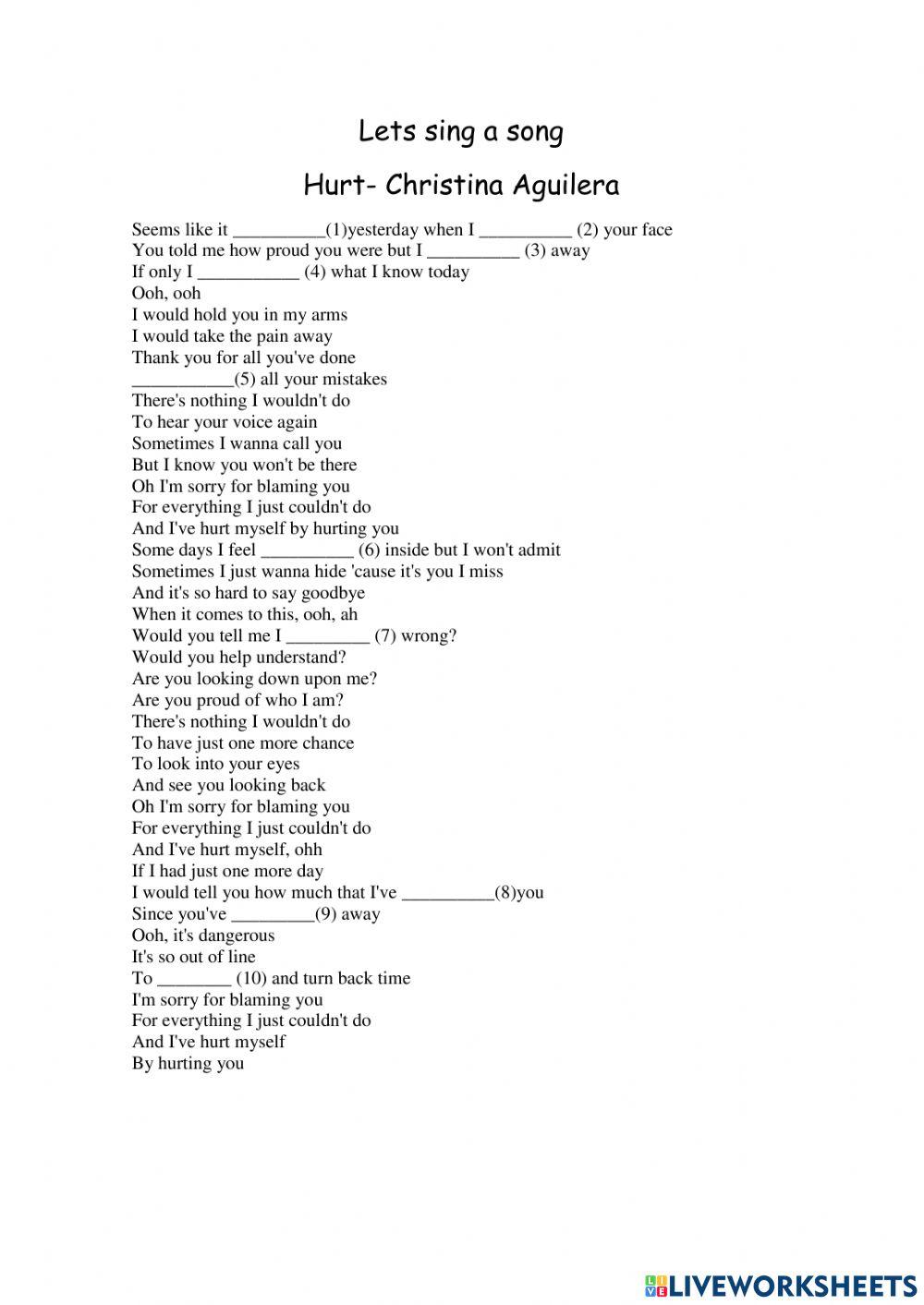 Hurt interactive worksheet | Live Worksheets