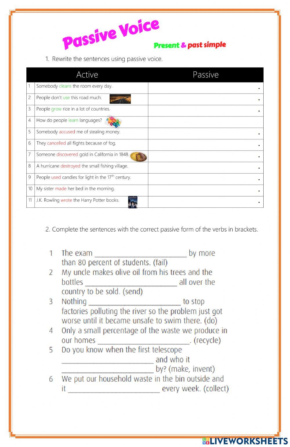 Passive Voice online exercise for | Live Worksheets