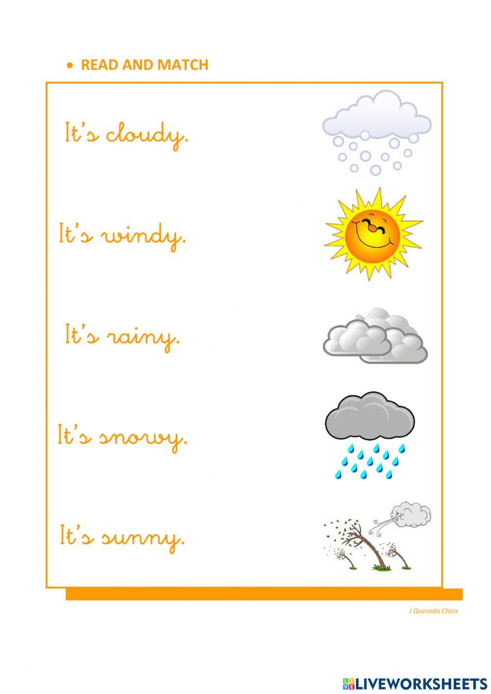 1-0. WEATHER. LISTEN, READ AND MATCH worksheet | Live Worksheets
