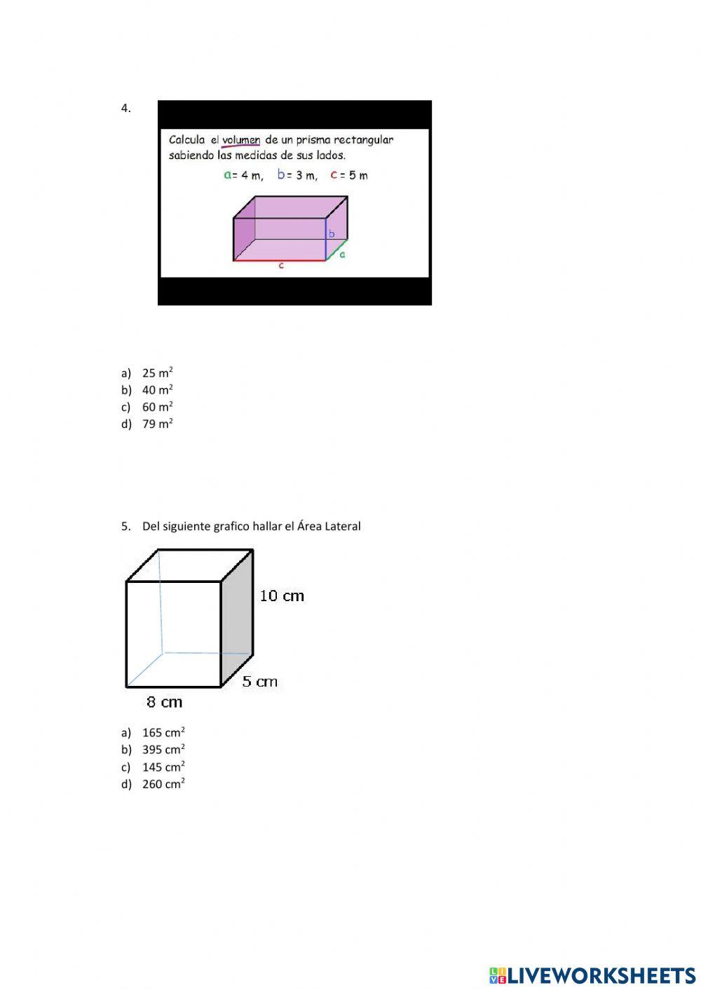 Practica de Prismas y Pirámides worksheet | Live Worksheets