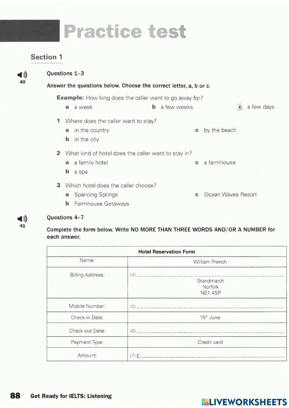 Get Ready practice test worksheet | Live Worksheets
