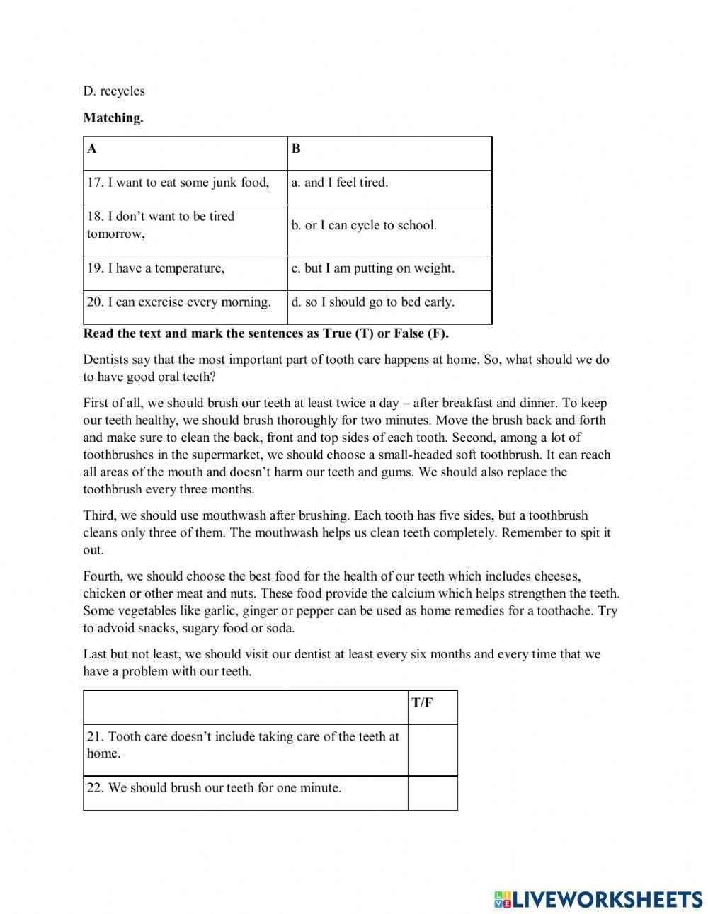 Grade 7 English language worksheet | Live Worksheets