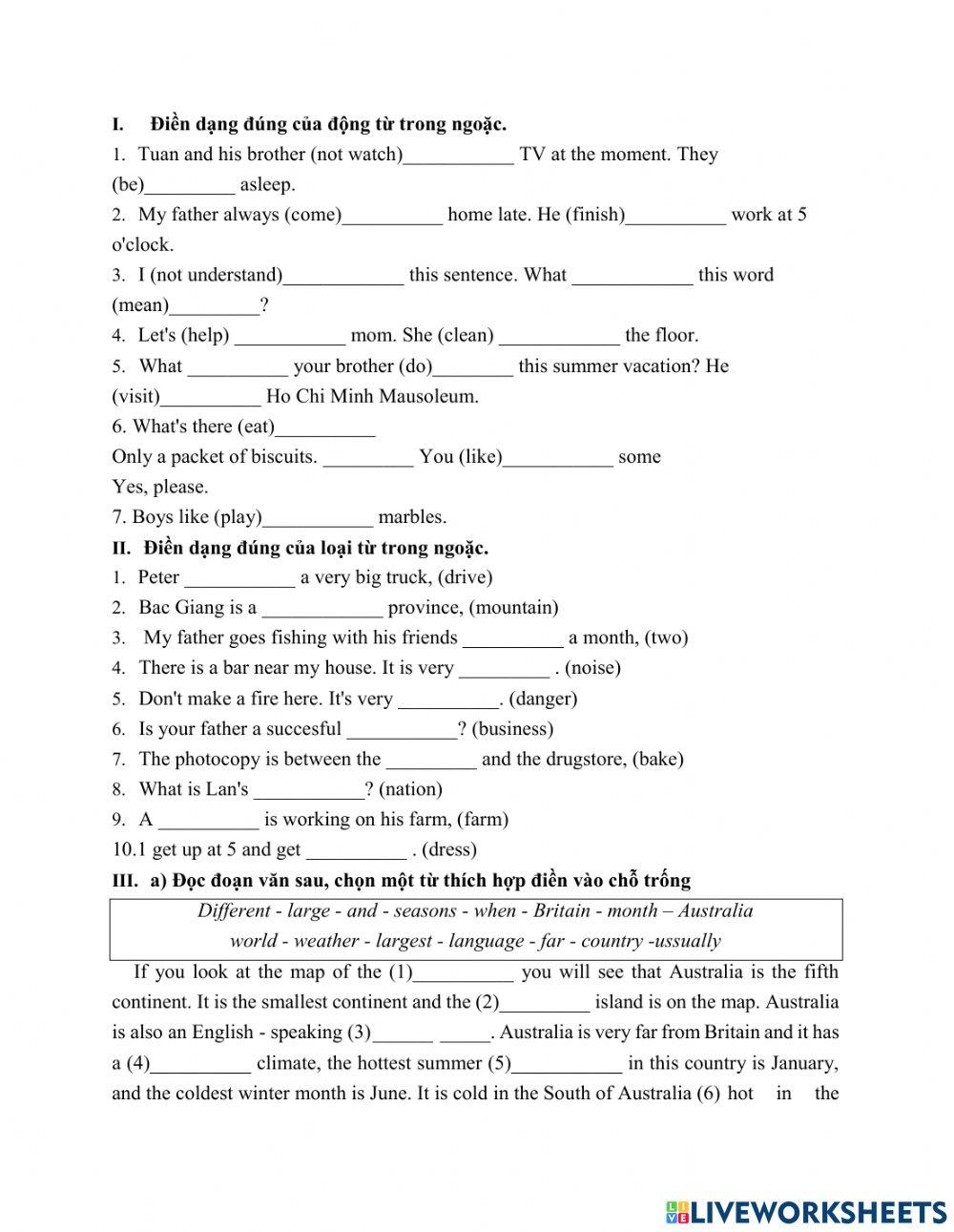 Practice english interactive worksheet | Live Worksheets