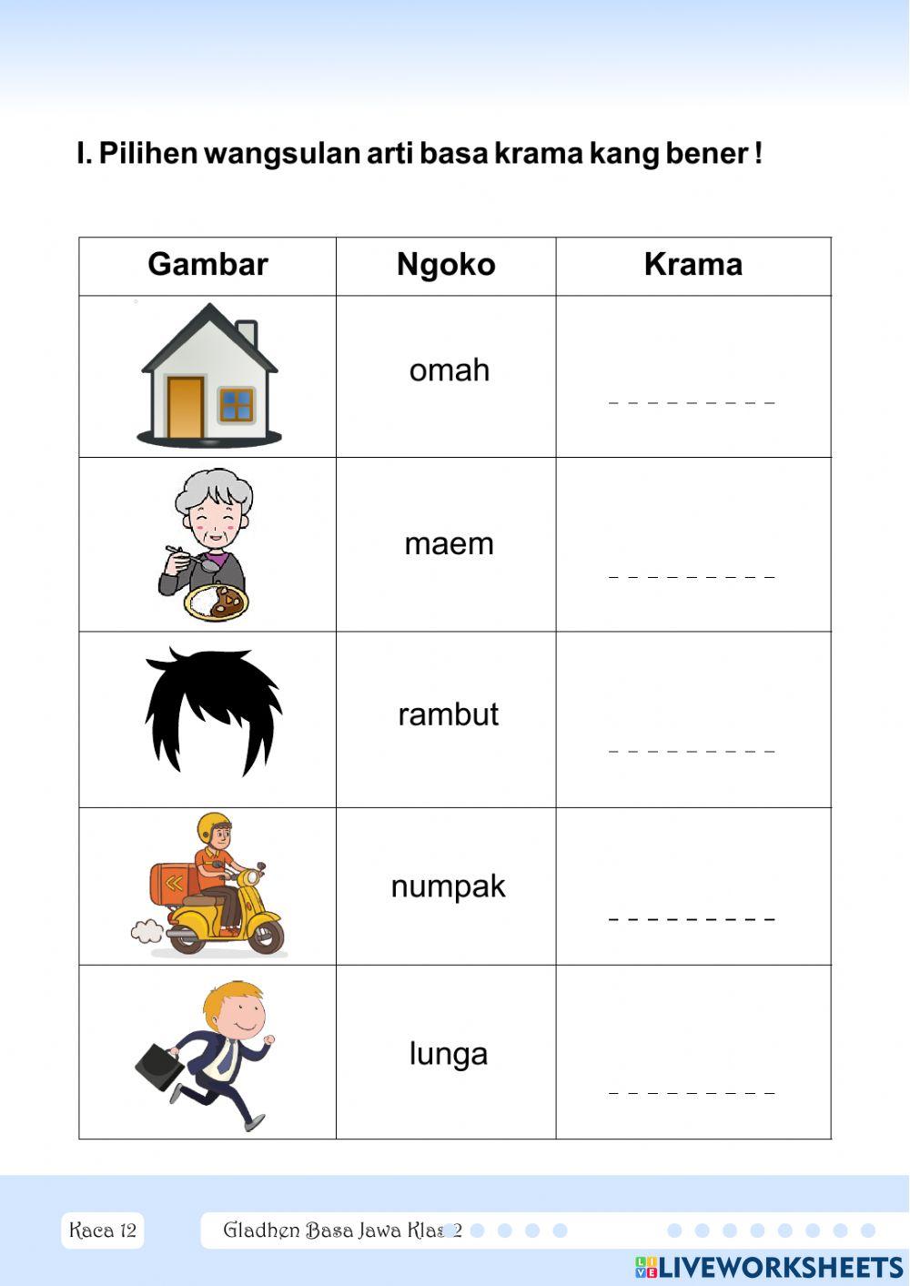 Bahasa Jawa interactive exercise for 2 | Live Worksheets
