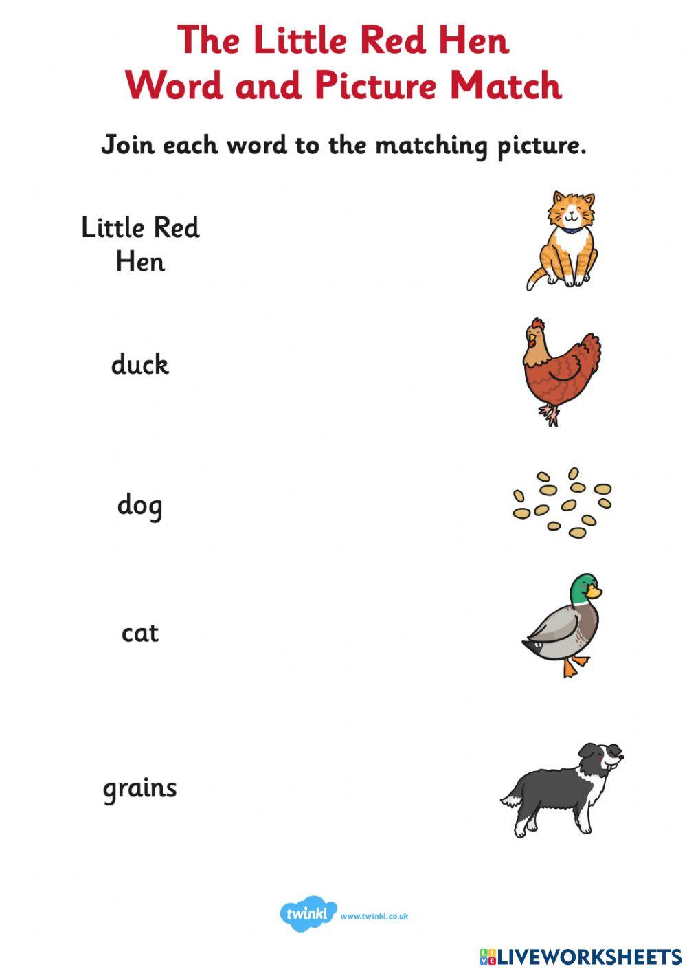 The Little Red Hen Word - Picture Match online exercise for | Live ...