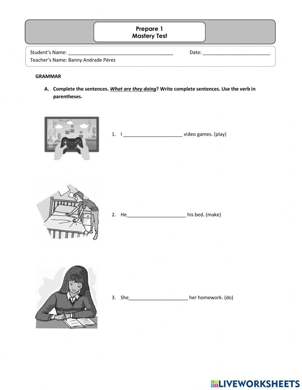 Prepare 1 Mastery Test 3 6786655 | Banny Andrade | Live