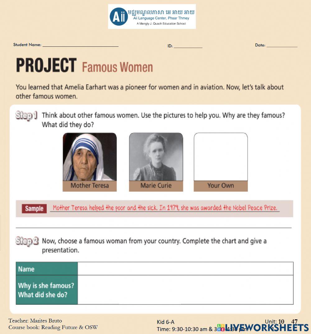 Kid 7-A Writing & Speaking Project Unit 10 worksheet | Live Worksheets