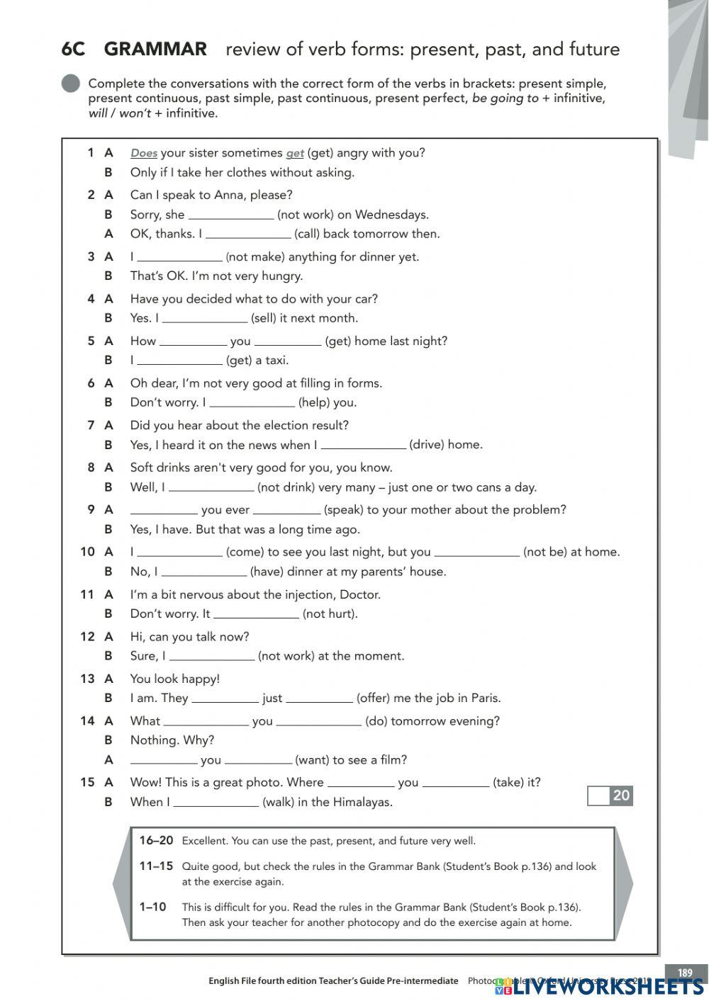 6C - Grammar Pre-intermediate online exercise for | Live Worksheets