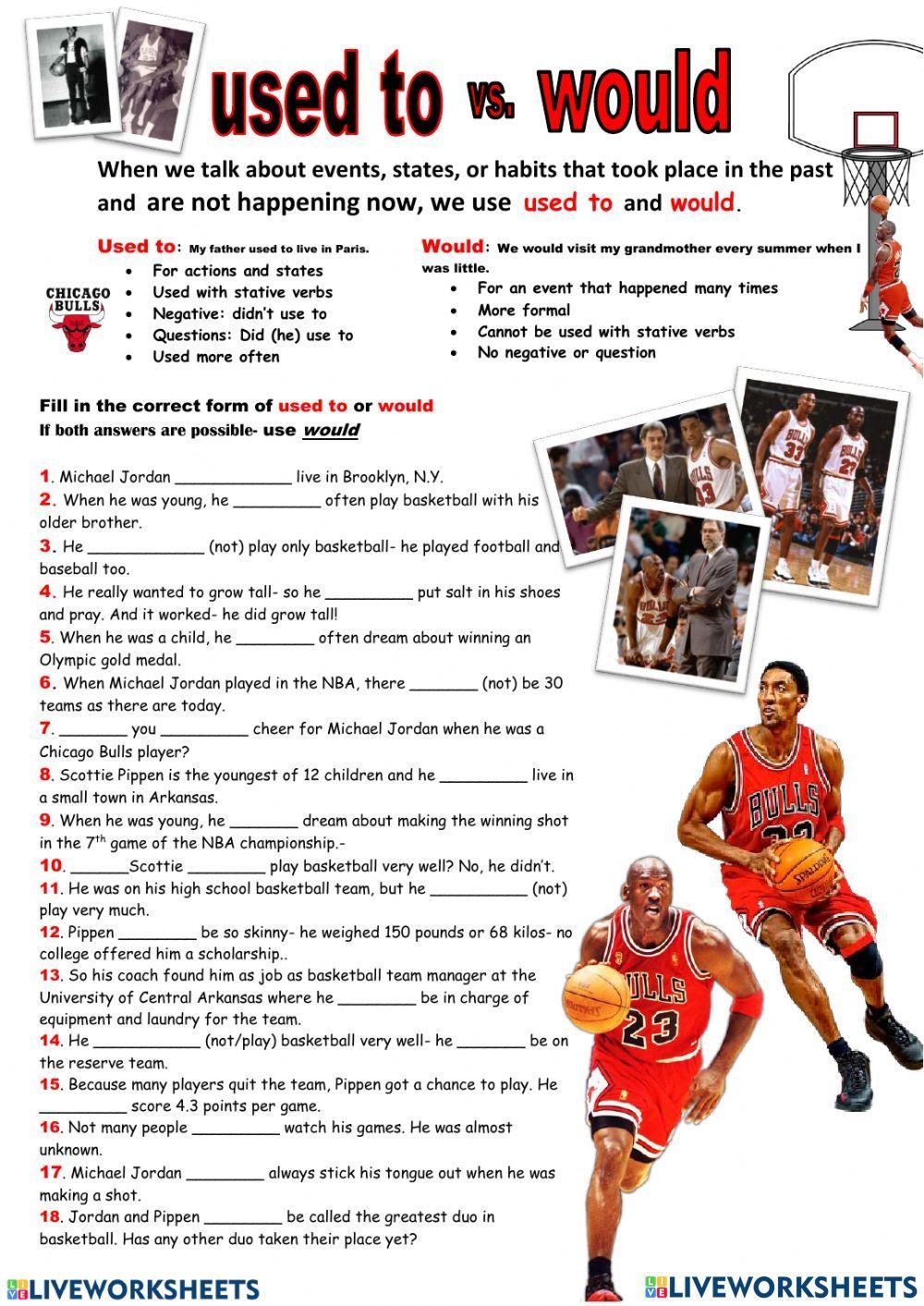 Used to Vs would | Free Interactive Worksheets | 1685586