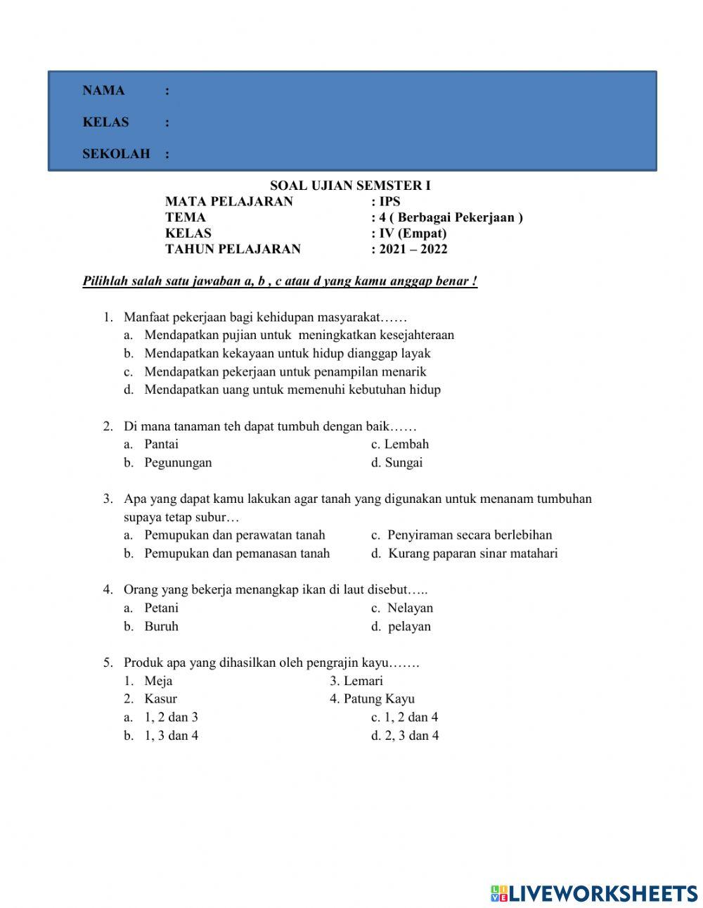 Soal ips free worksheet | Live Worksheets