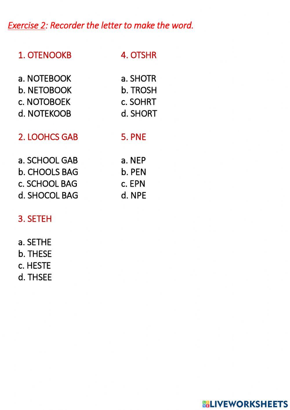 Grade 3 worksheet exercise for 3 | Live Worksheets