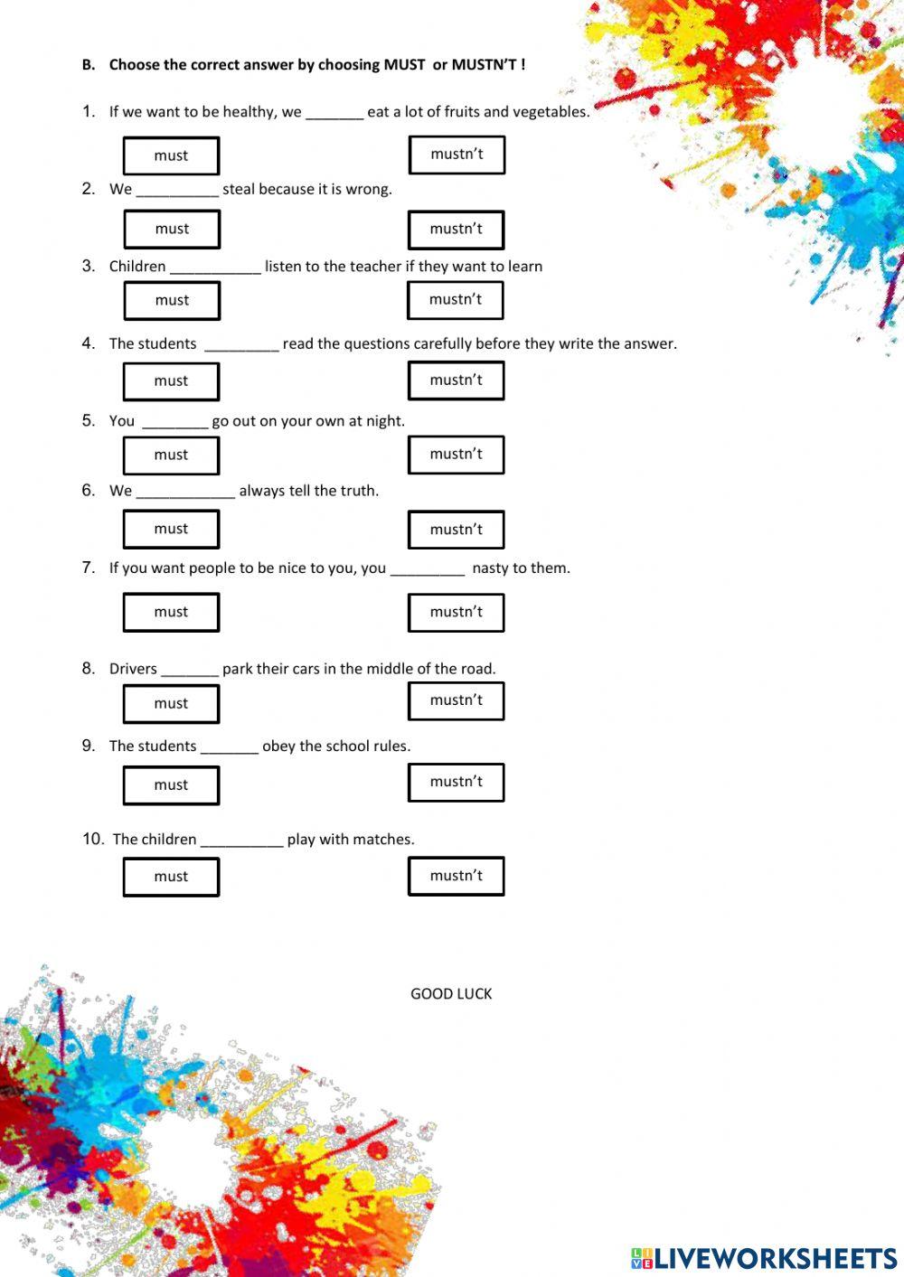 SHOULD-SHOULD NOT - MUST- MUST NOT 2606394 | Khusnaini1