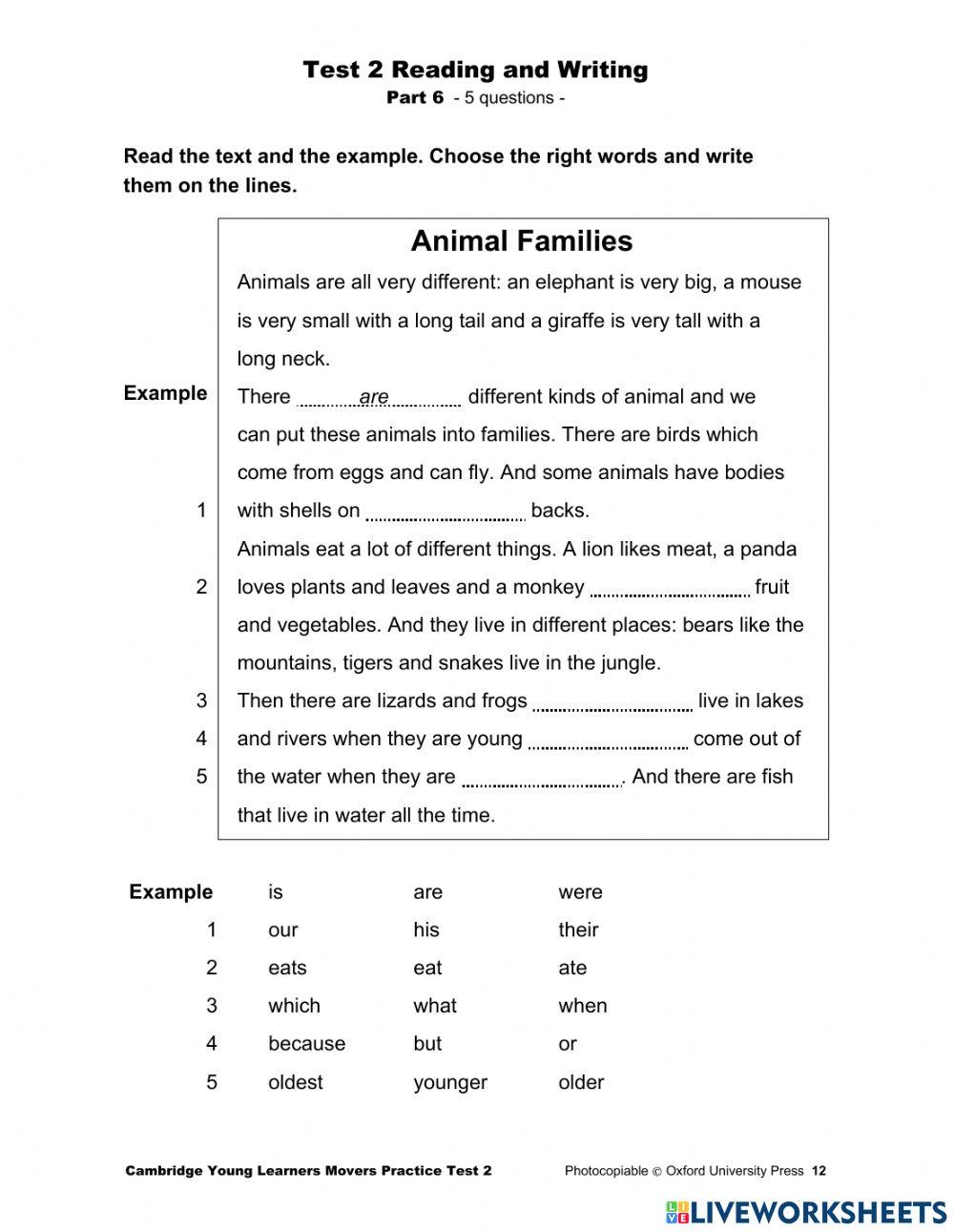 Movers-Reading … | Free Interactive Worksheets | 3992153