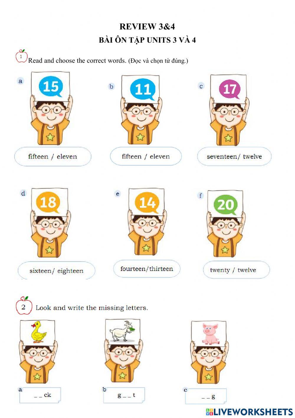 iLEARN SMART START 2 - REVIEW 3-4 online exercise for | Live Worksheets