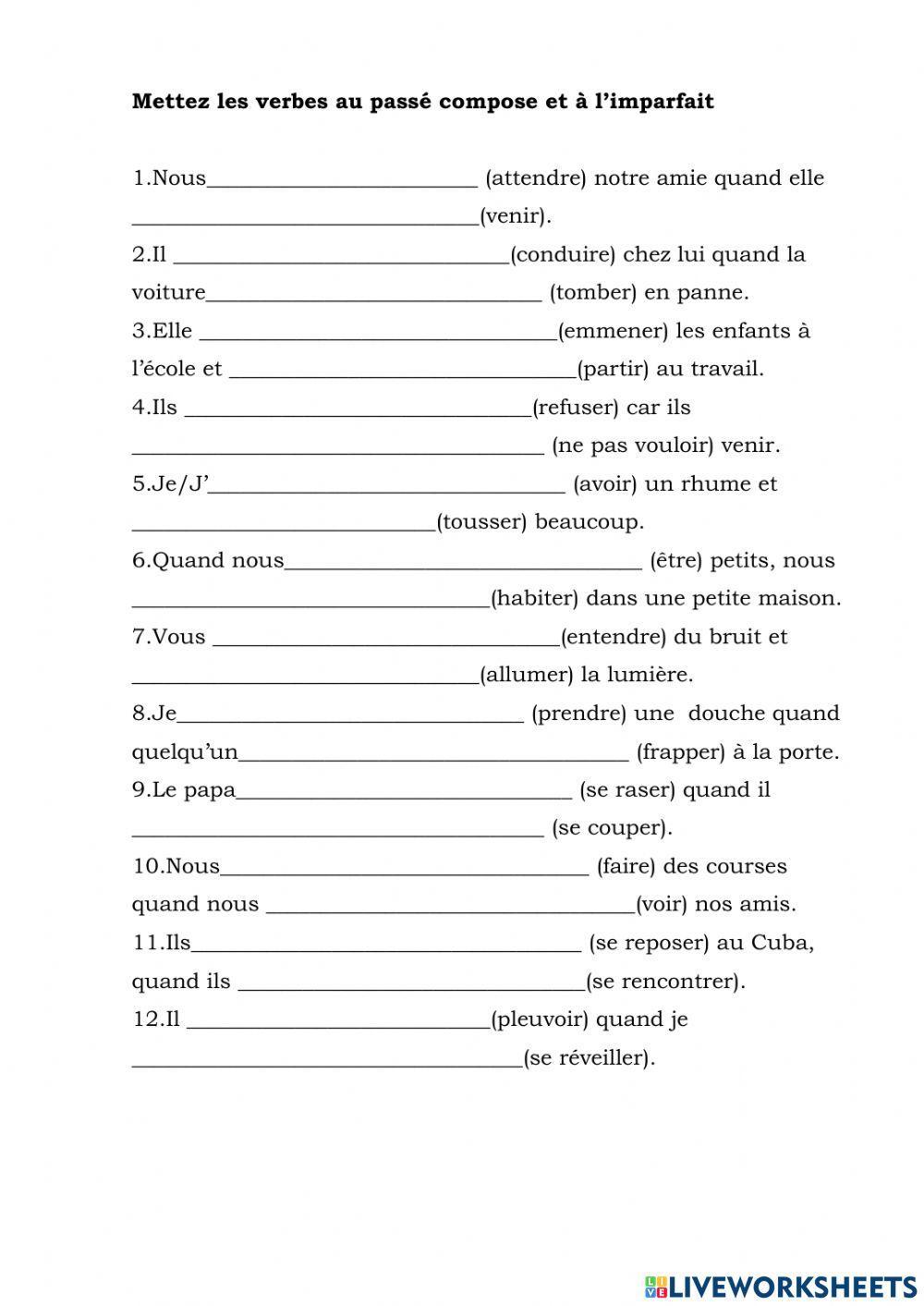 Passe Compose Ou Imparfait Exercise Live Worksheets 41 Off