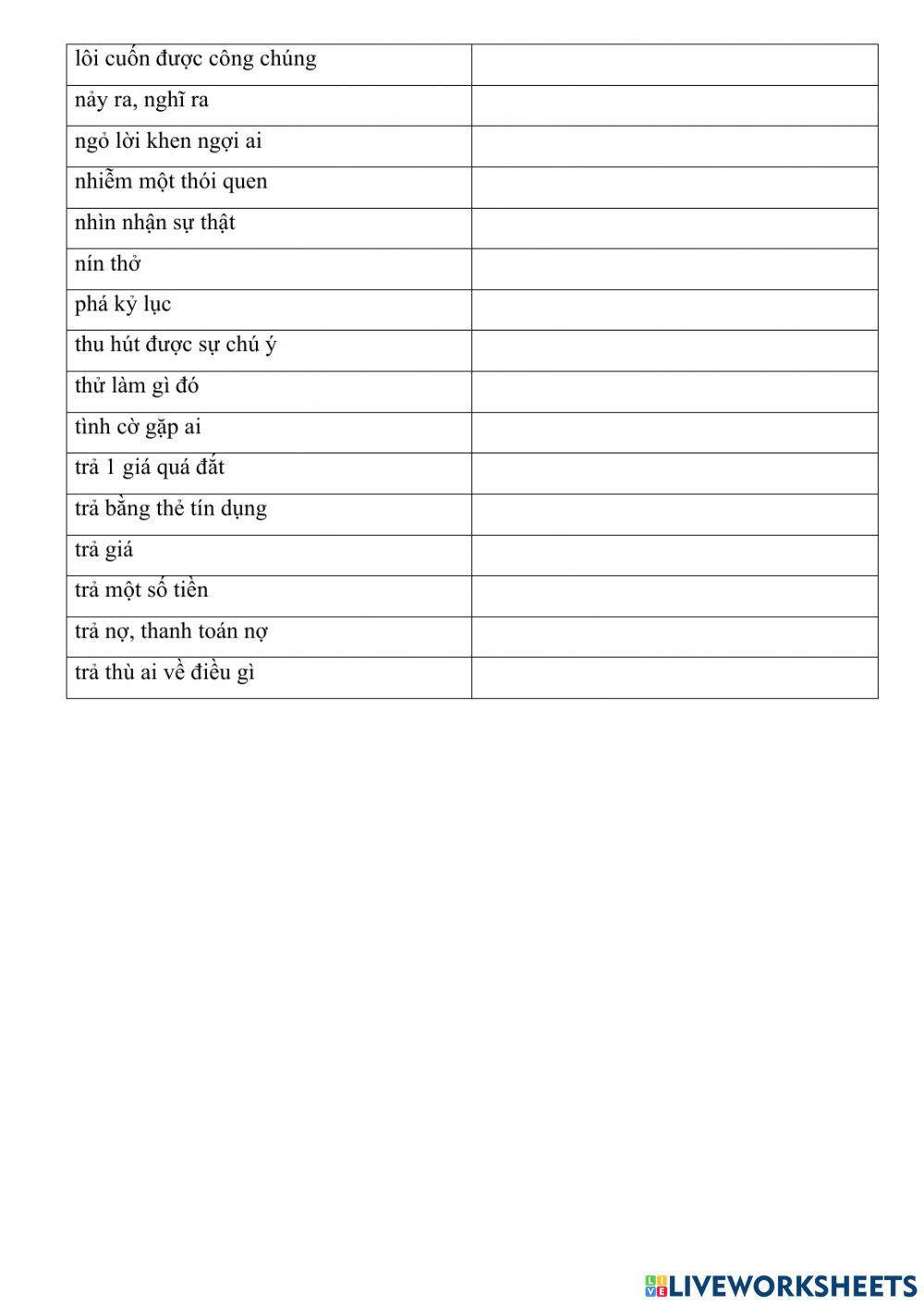 G12 - Collocation Catch & Pay worksheet | Live Worksheets