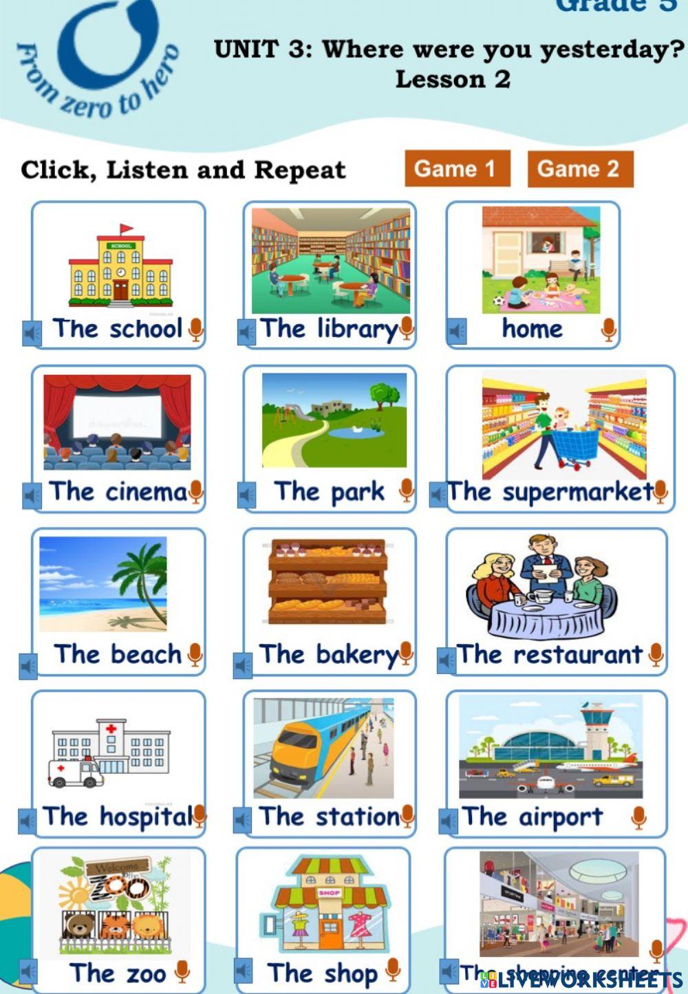 Places online exercise for 4 | Live Worksheets