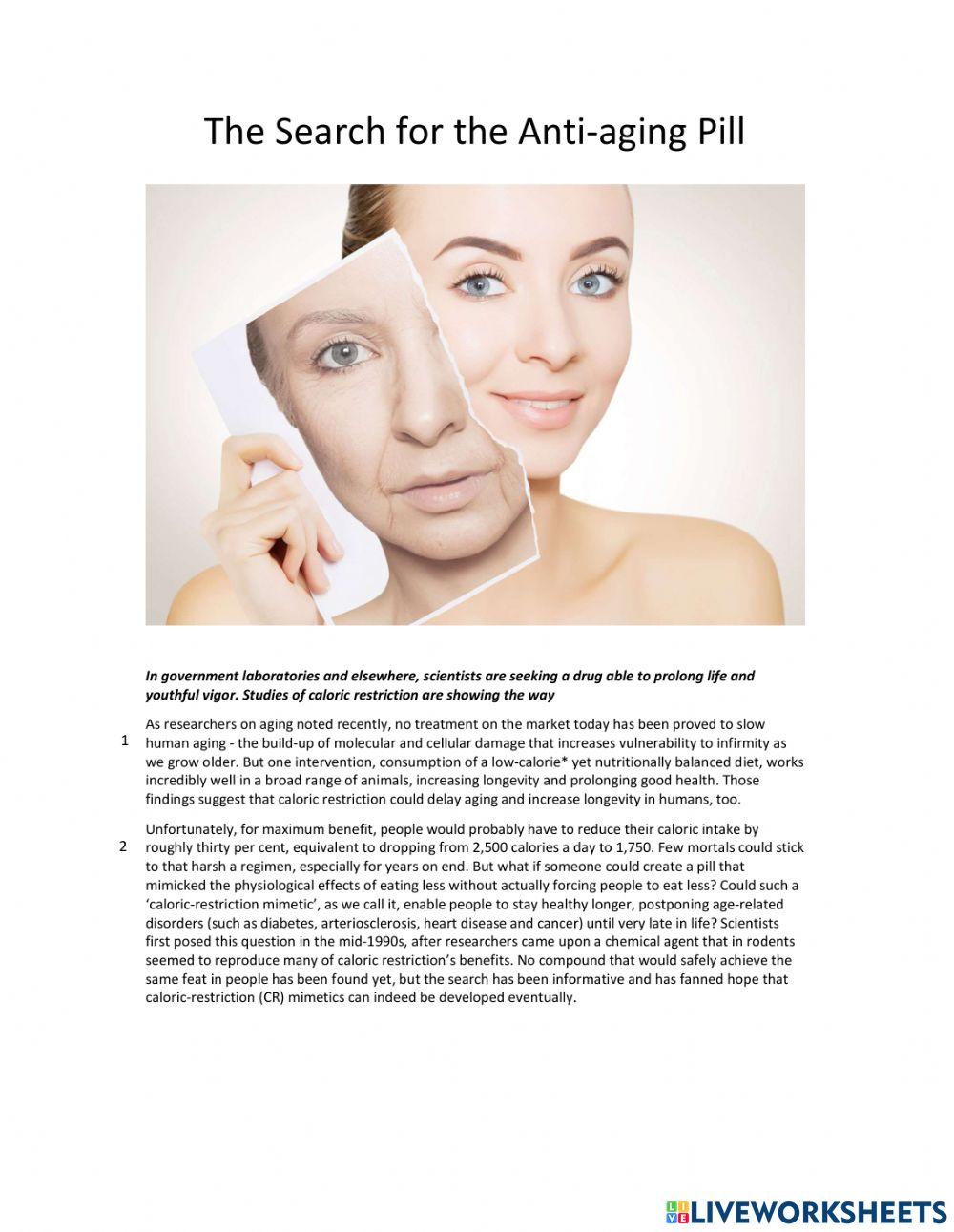 The Search for the Anti-aging Pill worksheet | Live Worksheets