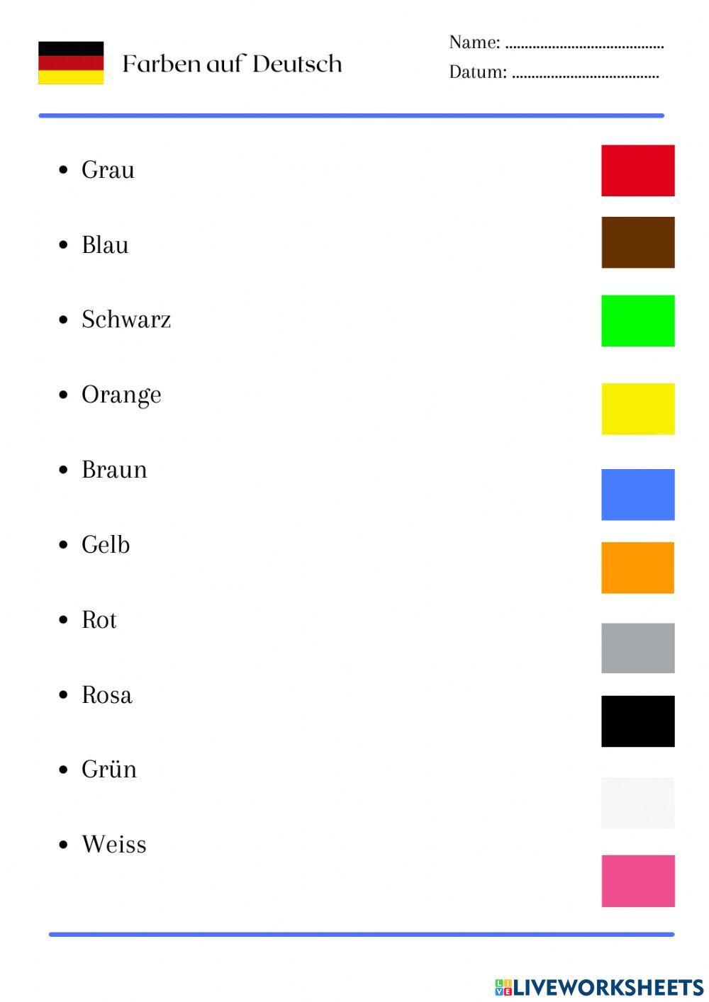 Die Farben | Free Interactive Worksheets | 1686957