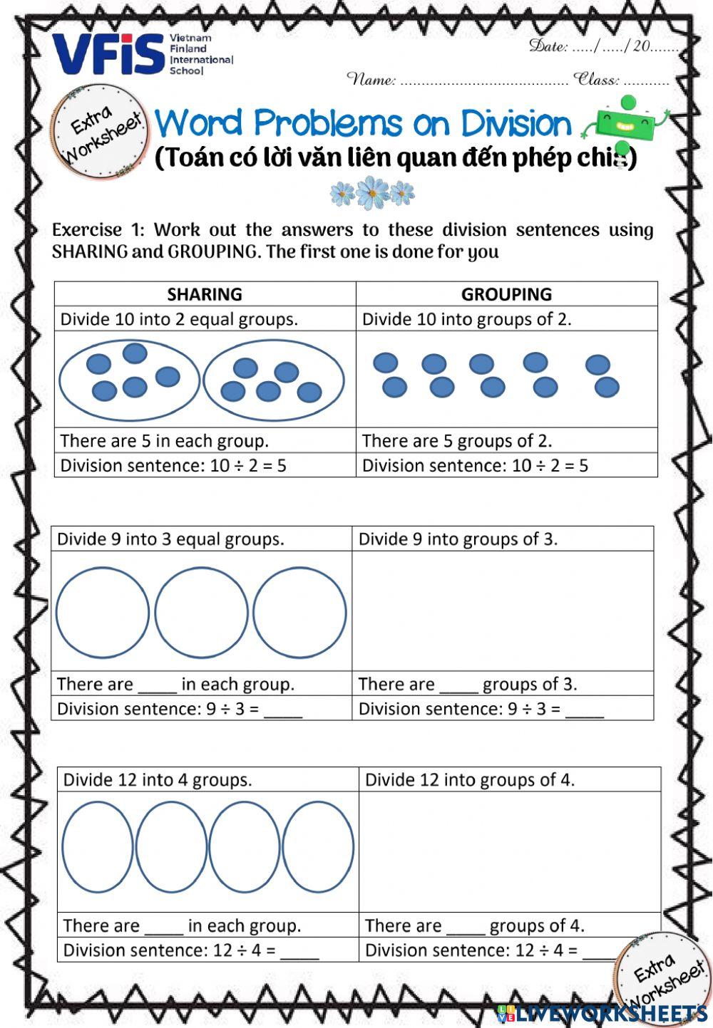 Extra-Worksheet-Word Problems on Division - Week 13 online exercise for ...