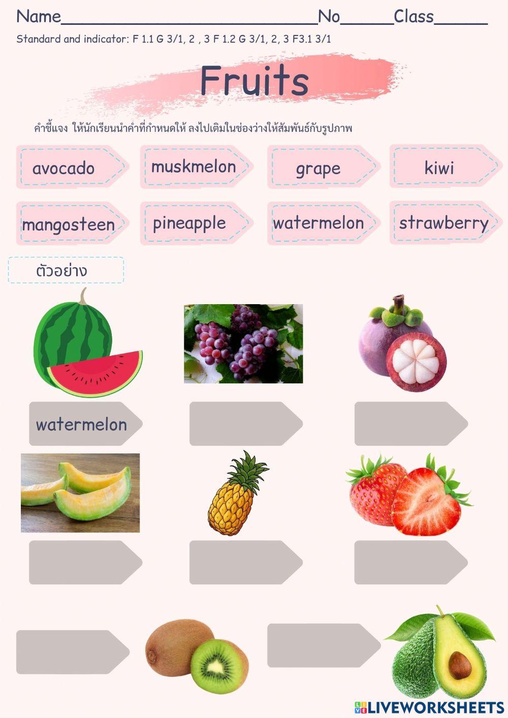 Fruits Grade 3 worksheet | Live Worksheets