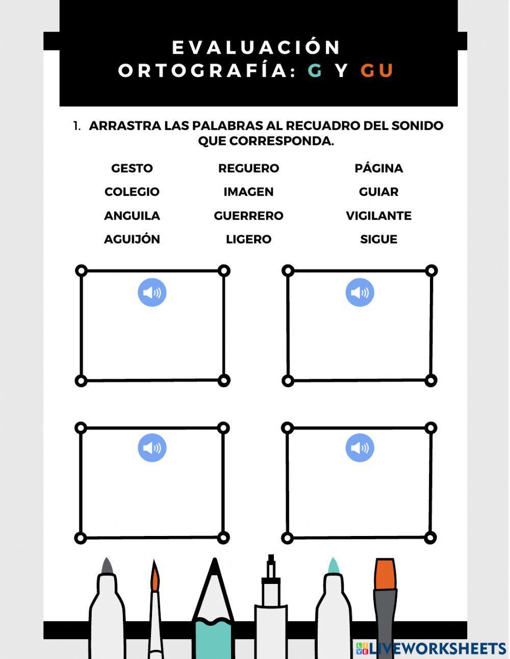 Uso de la g y gu worksheet | Live Worksheets