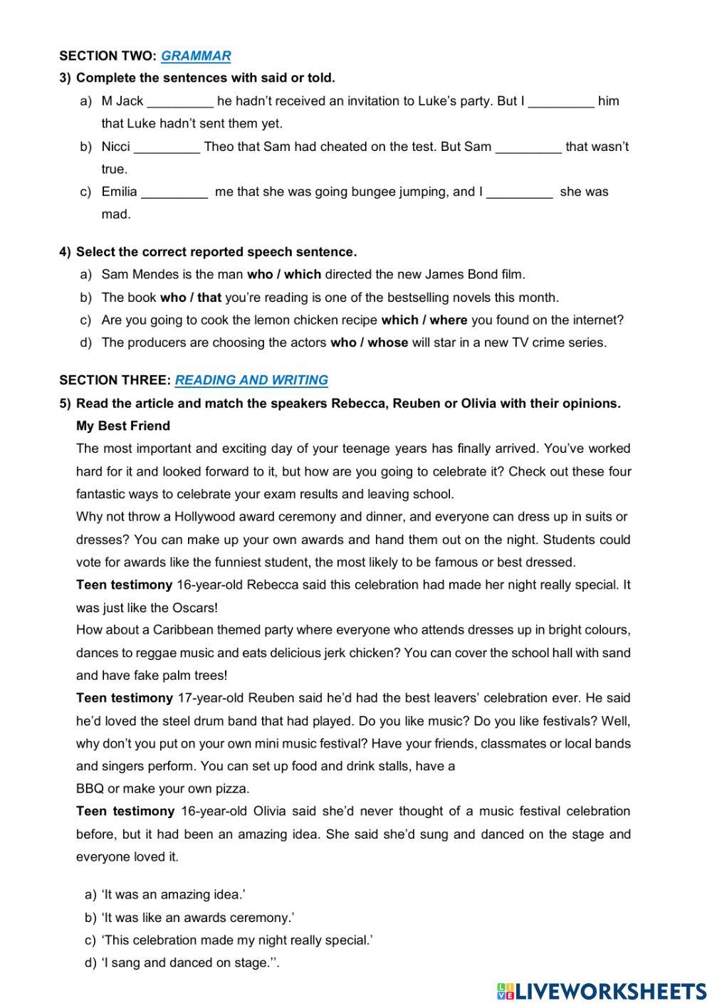 2021-2022 10th lvl 2-1 (2) online exercise for | Live Worksheets
