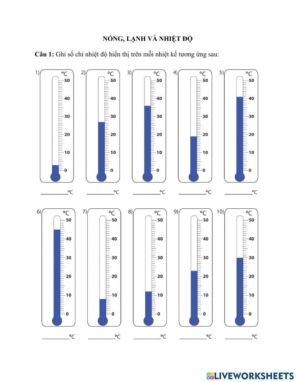 Reading Temperature worksheet | Live Worksheets