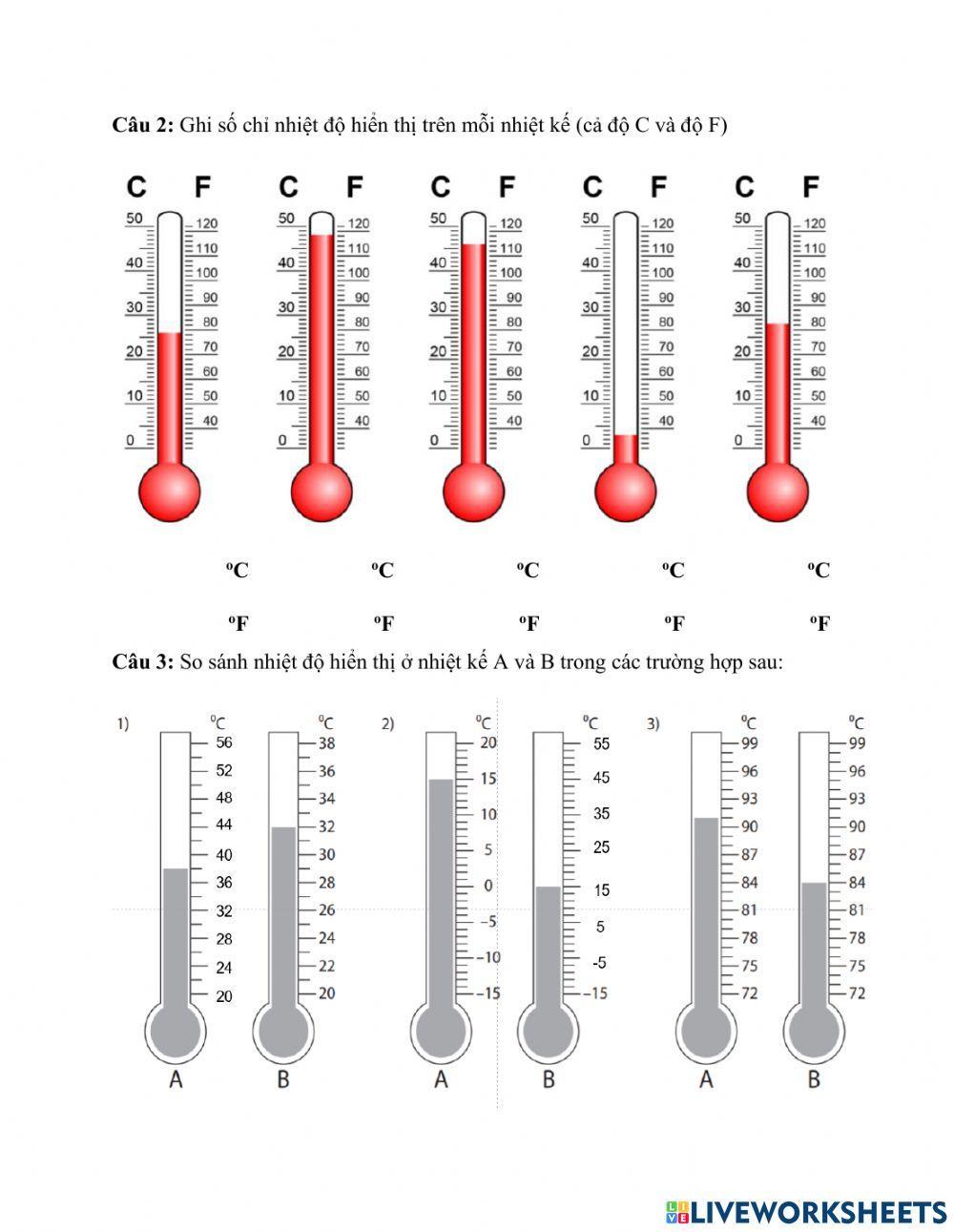 Reading Temperature worksheet | Live Worksheets