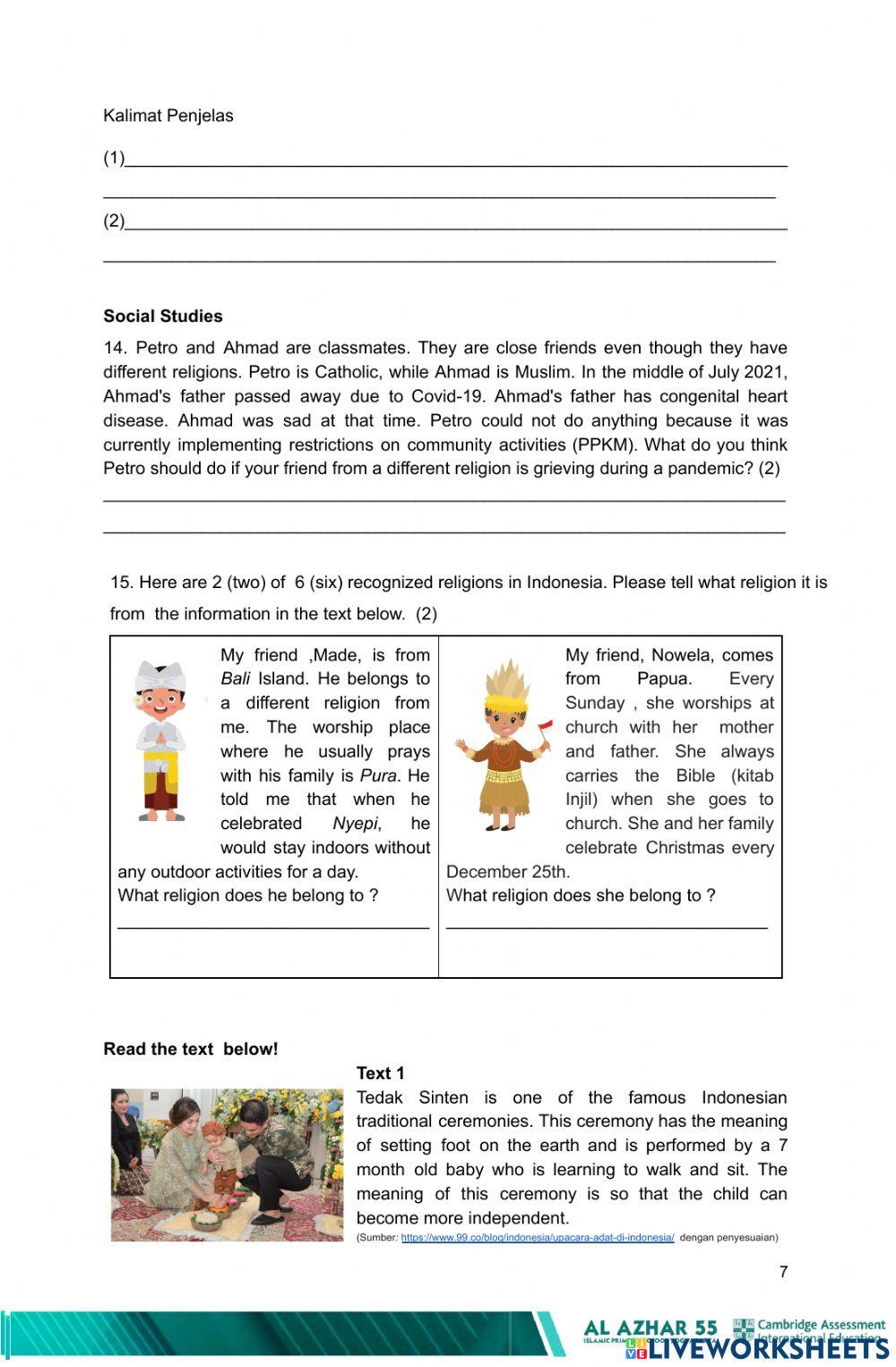 GRADE 4 THEME 1 MID YEAR EXAM 2021-2022 online exercise for | Live ...