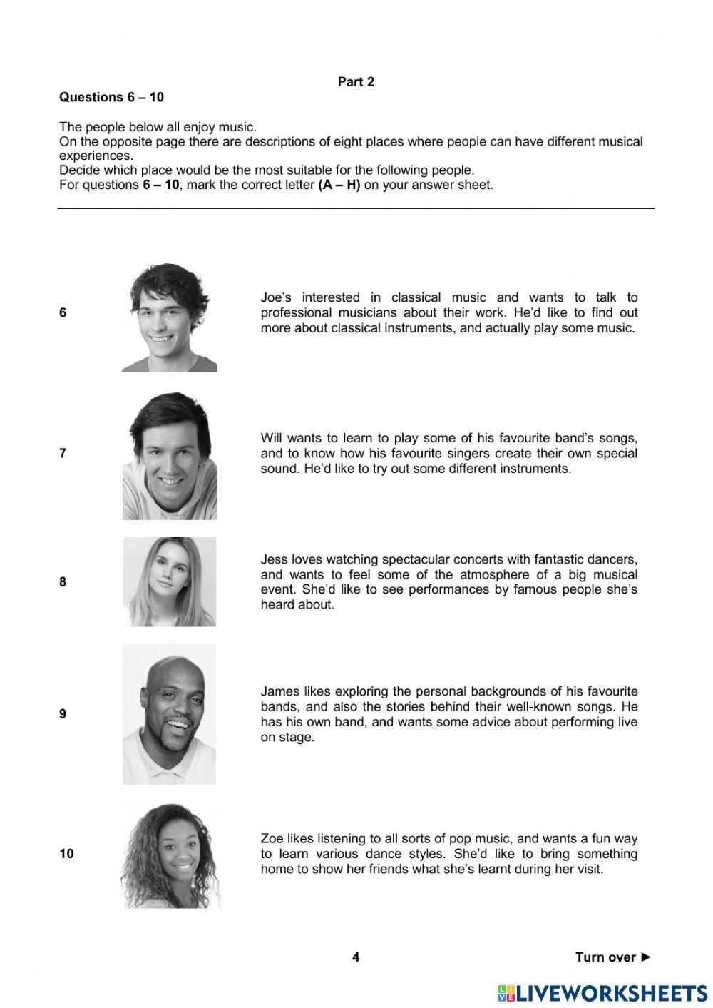 Reading Practice Part 4 worksheet | Live Worksheets