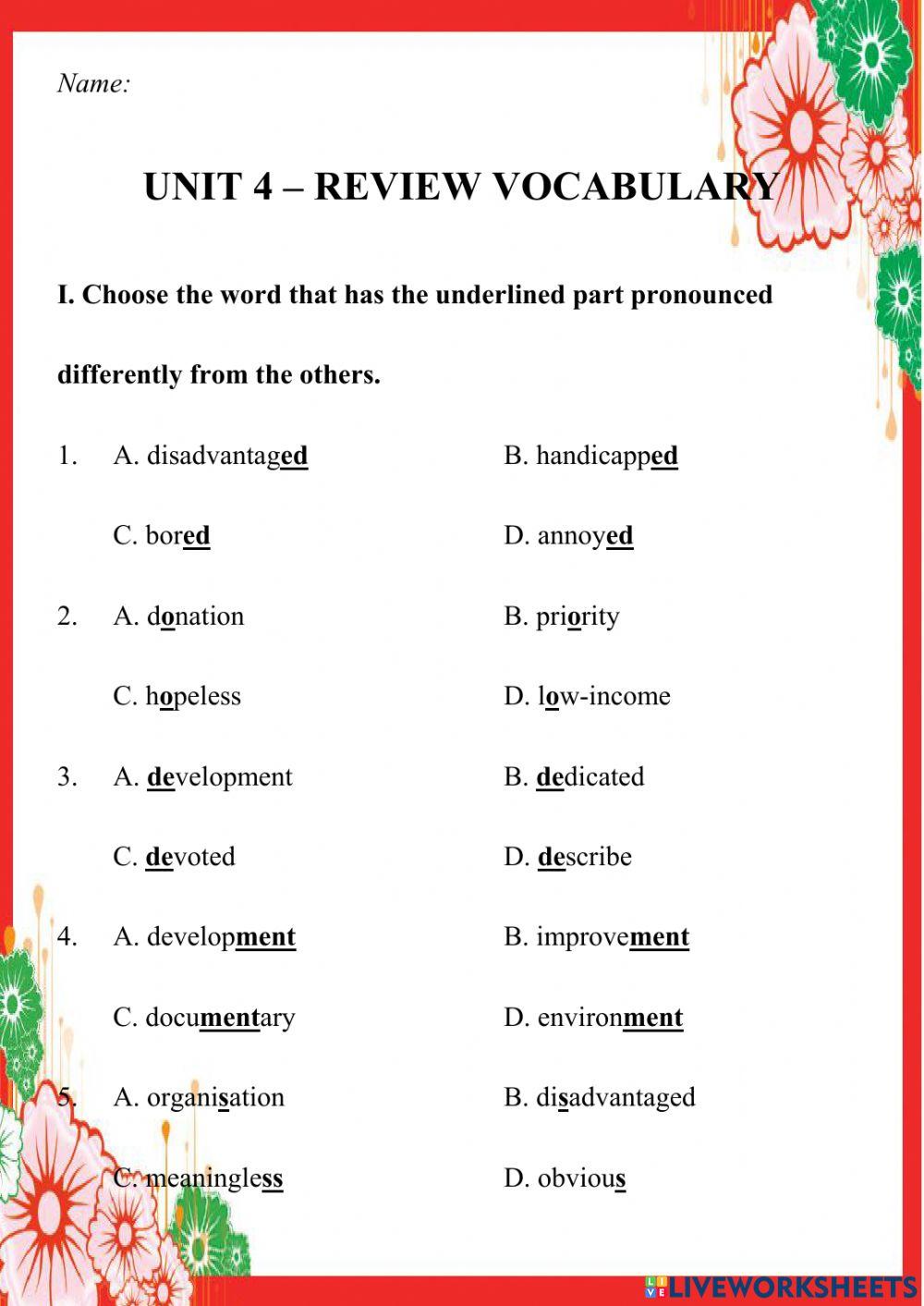 E10. Unit 4. Review vocabulary 2819 | Trần Hà Kim Thùy