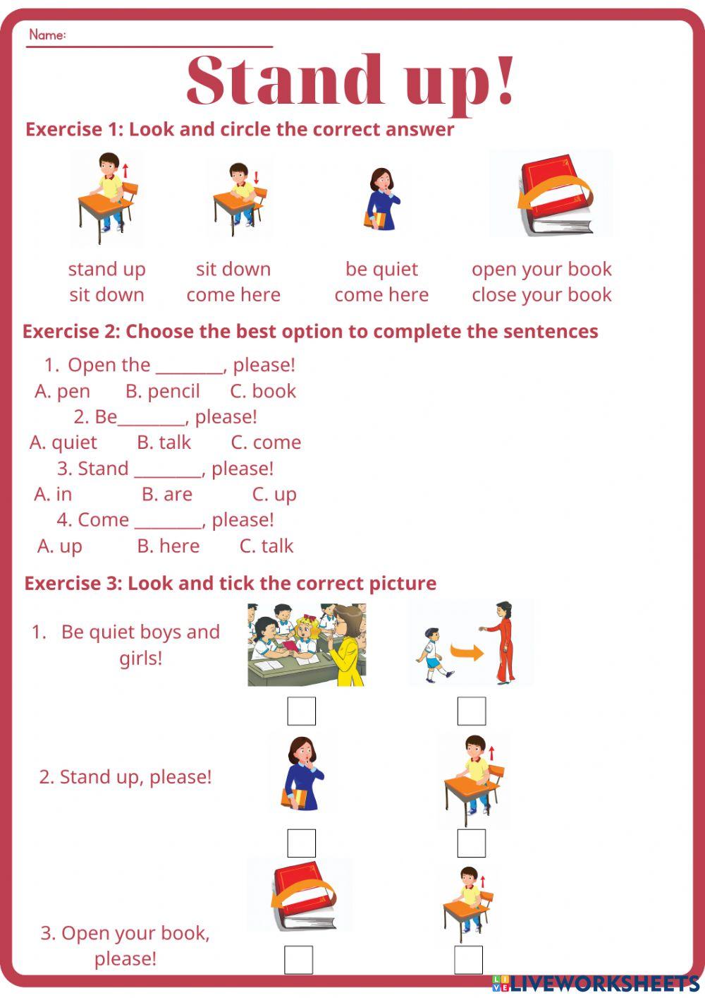 Stand up Lesson… | Free Interactive Worksheets | 1688586