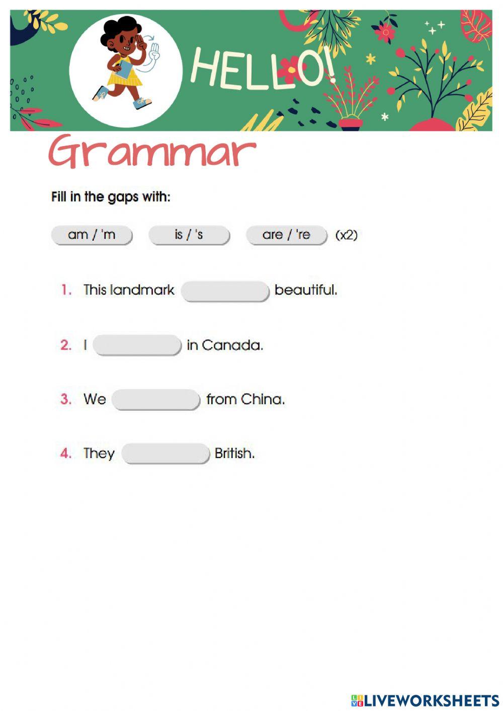 Verb to be online exercise for 5 | Live Worksheets