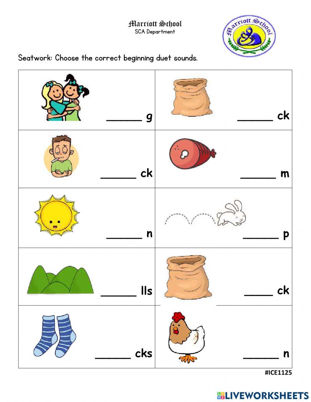 Duet Sounds Hh and Ss worksheet | Live Worksheets