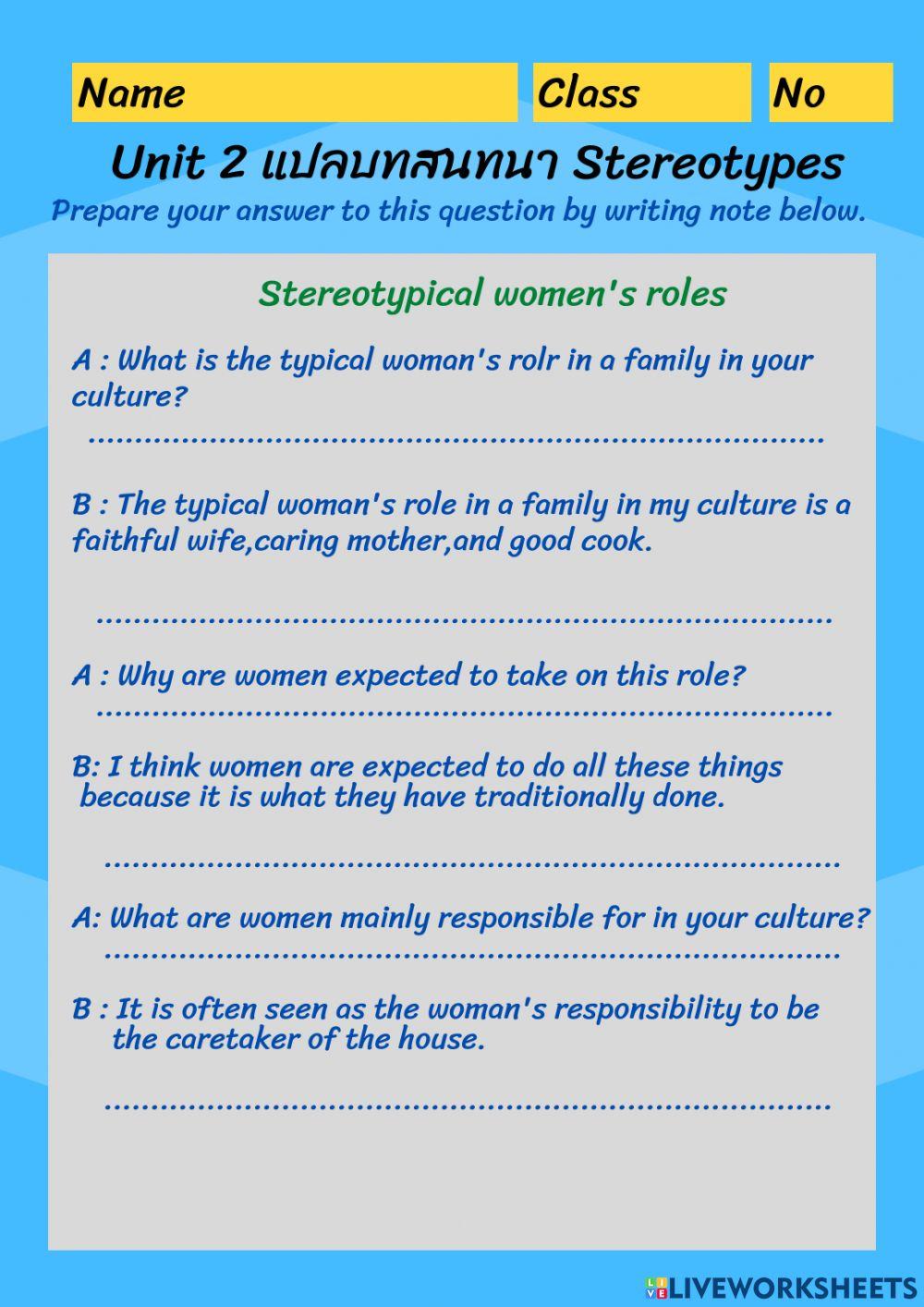 1689224 | Stereotype | Thapaneenum37 | LiveWorksheets