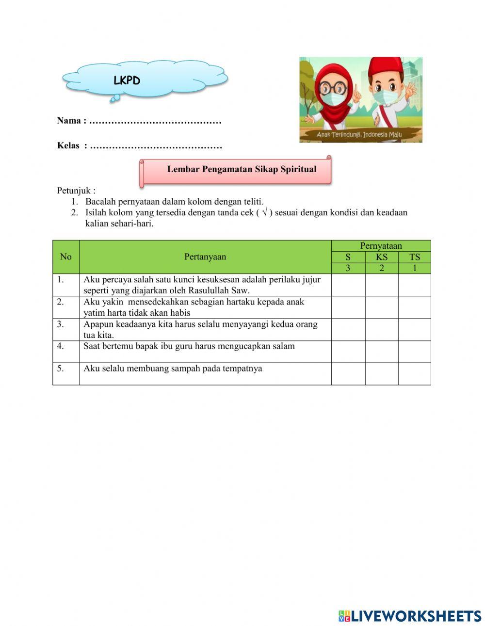 Lkpd online exercise for kelas 6 | Live Worksheets