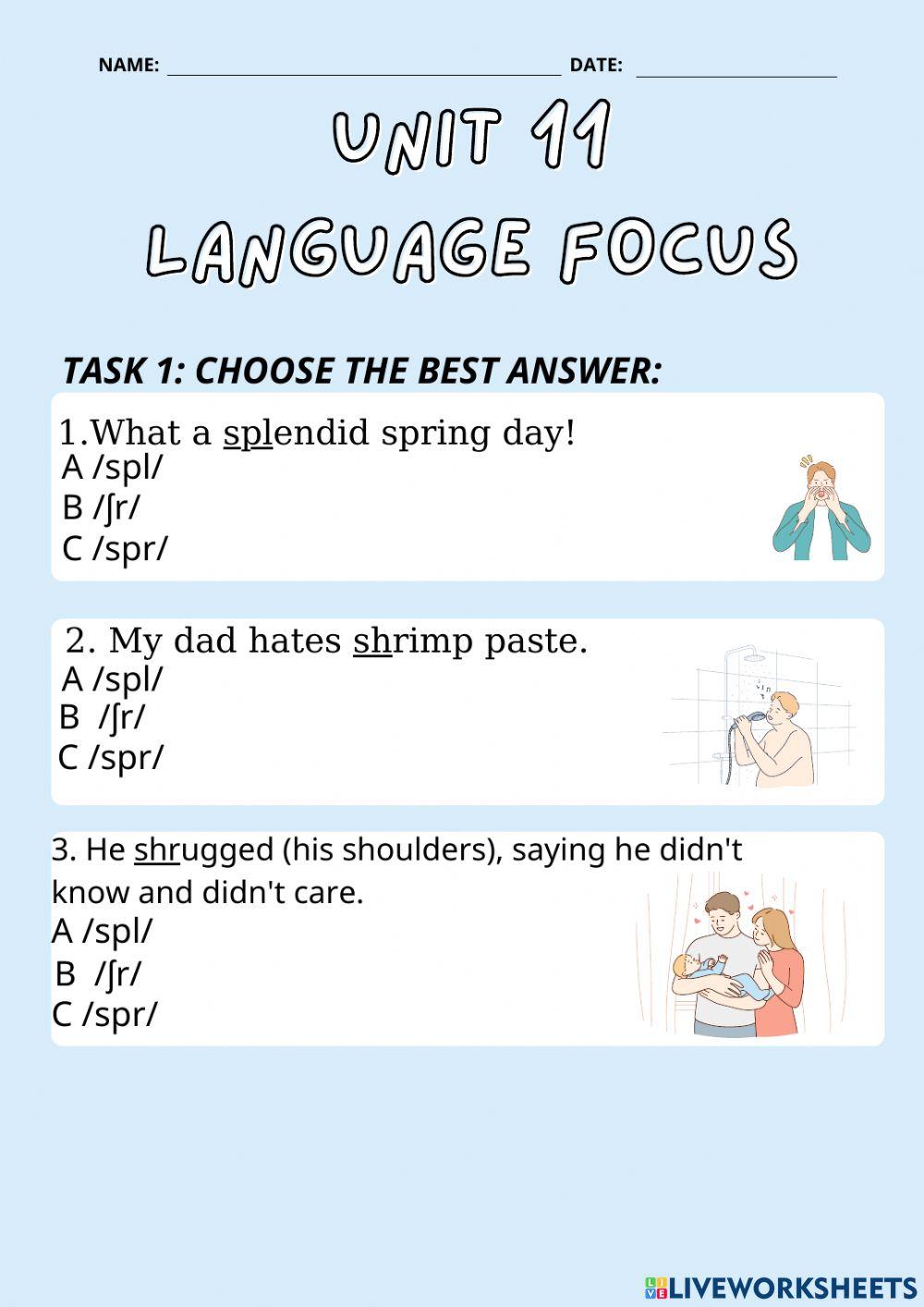 Language focus grade 11 worksheet | Live Worksheets