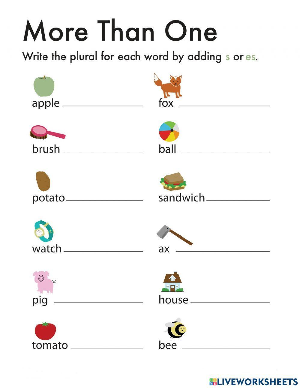 1689797 | S or es plural | loveson22 | LiveWorksheets