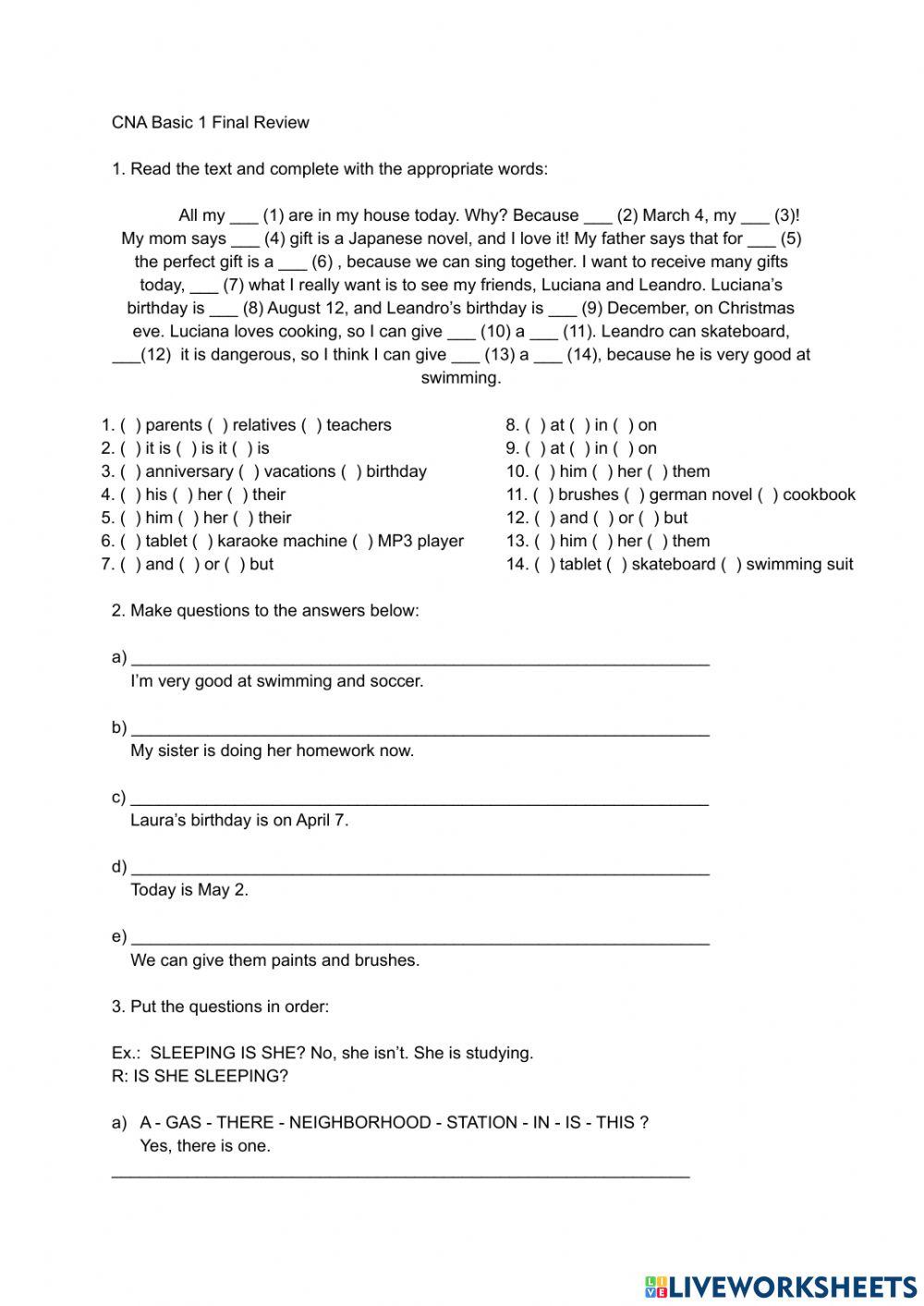 Revision - Elementary worksheet | Live Worksheets
