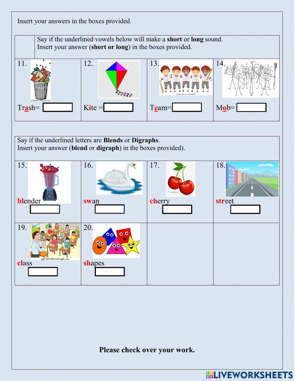 Phonics 1690107 | Lisa Dyer | Live Worksheets