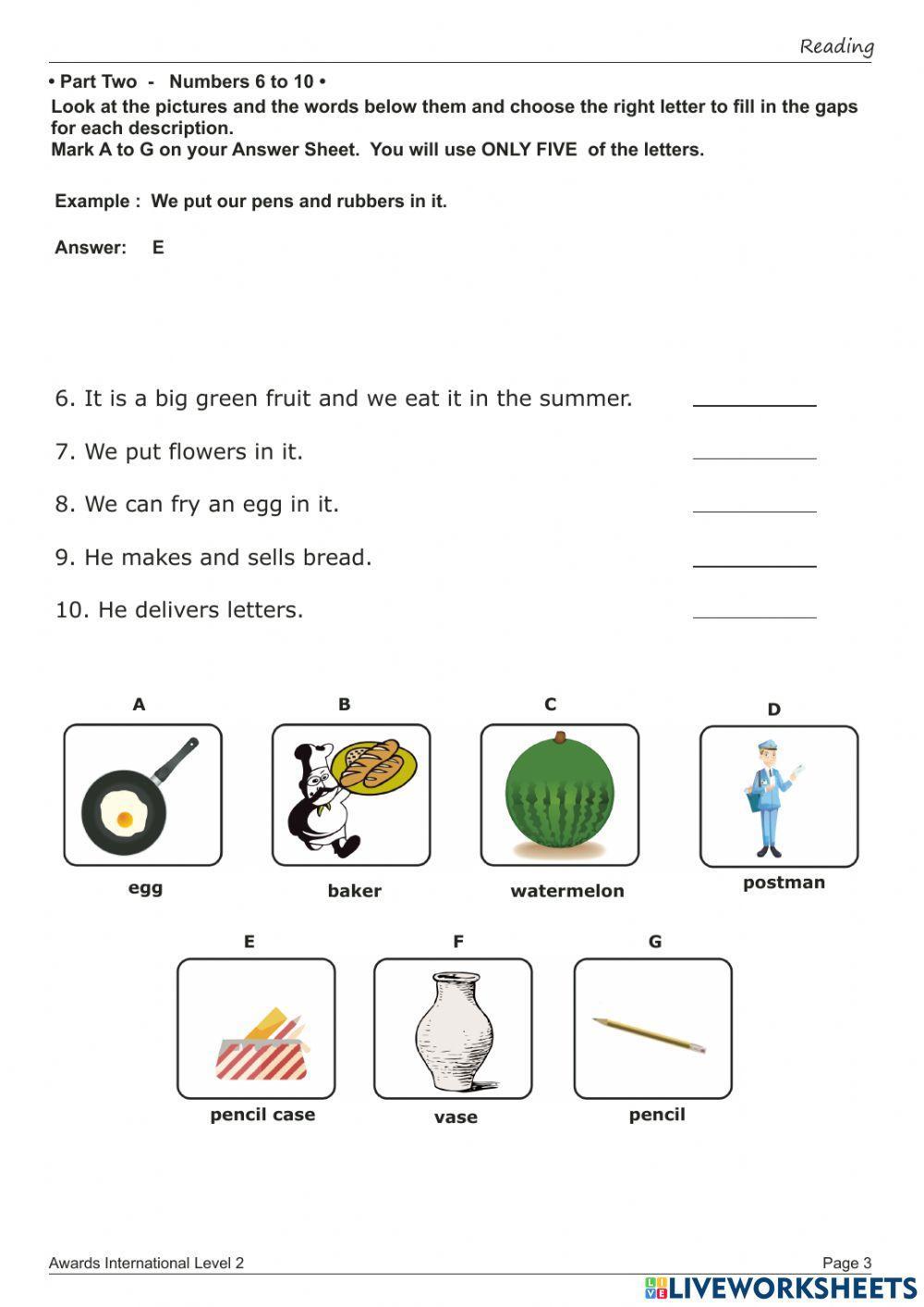 Awards Level 2 Test 1 worksheet | Live Worksheets