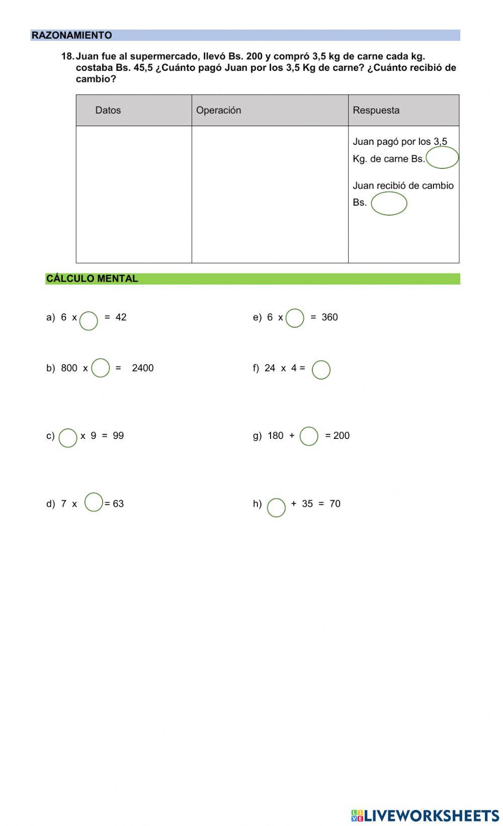 Final Matemáticas worksheet | Live Worksheets