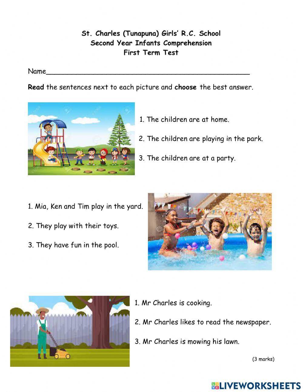 Term 1 Comprehension Test 2021 online exercise for | Live Worksheets