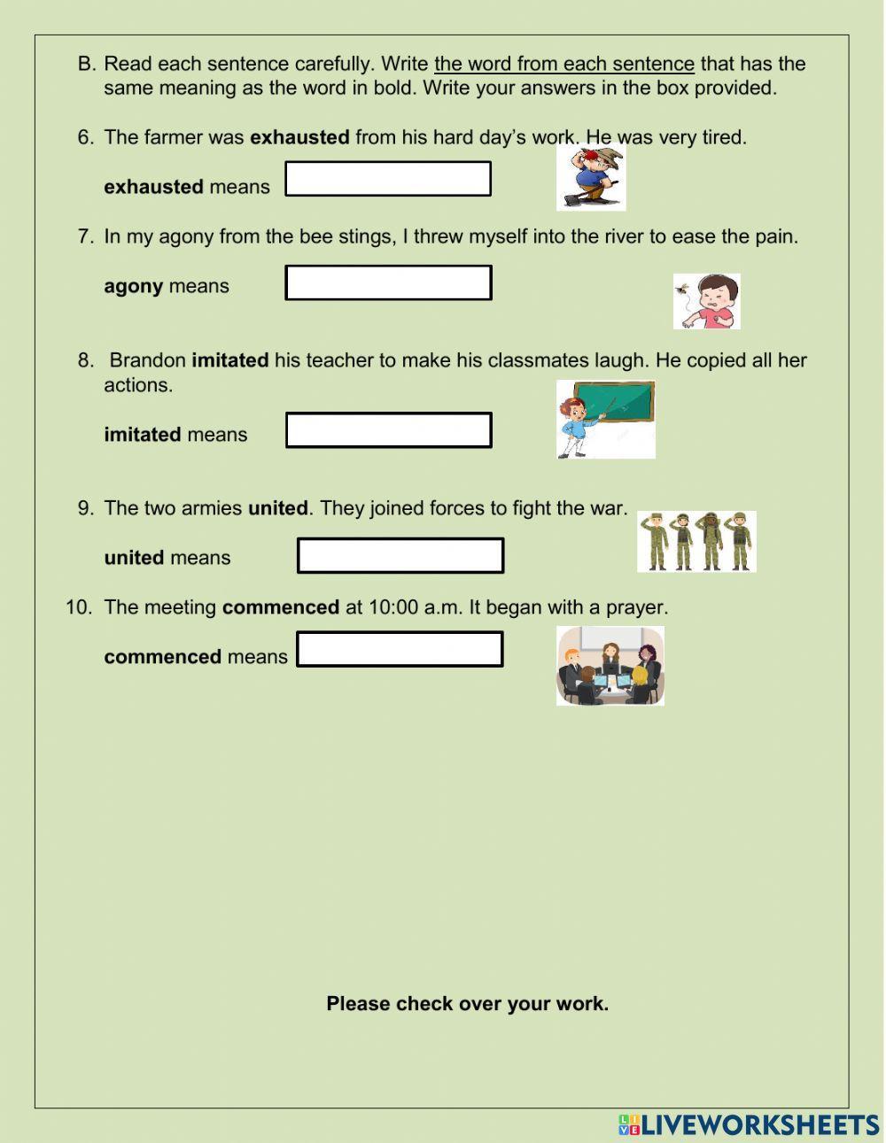 Vocabulary Test 1690300 | Lisa Dyer | Live Worksheets