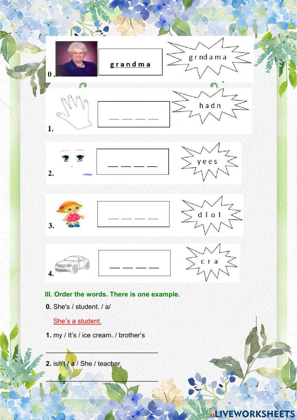 Tieng anh lop 2 interactive activity | Live Worksheets