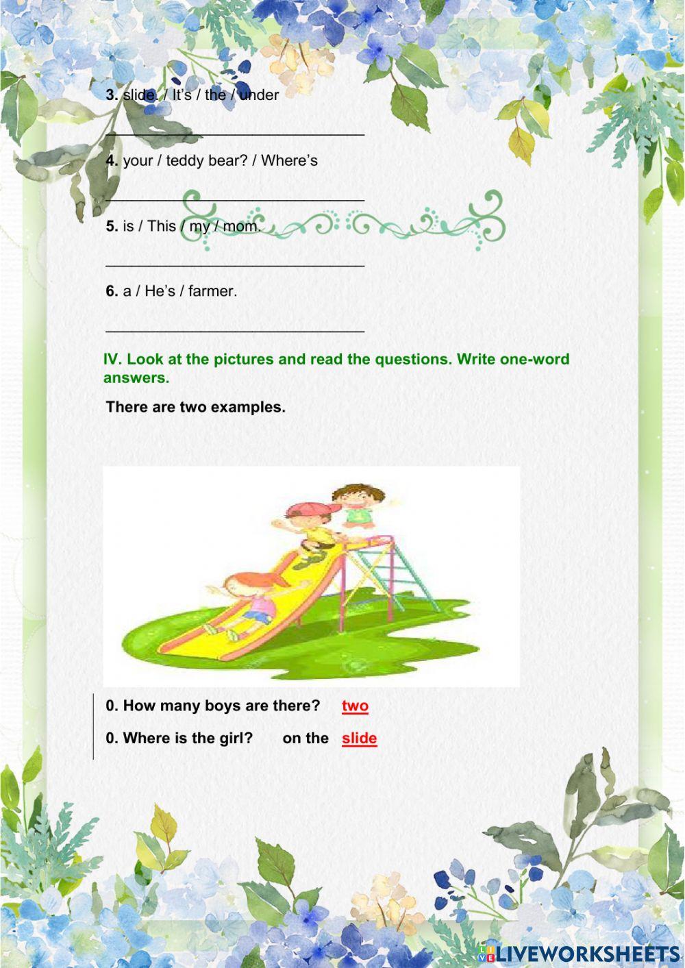 Tieng anh lop 2 interactive activity | Live Worksheets